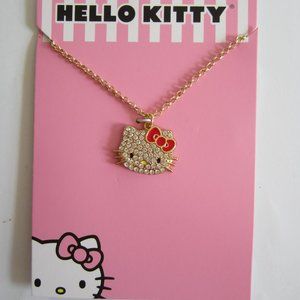 Hello Kitty Sanrio Rhinestone Gold Necklace - Gem